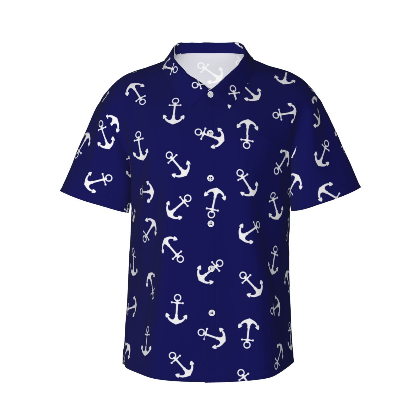 Hawaiian Shirt for Men, white anchors navyblue cute Summer Shirts for ...