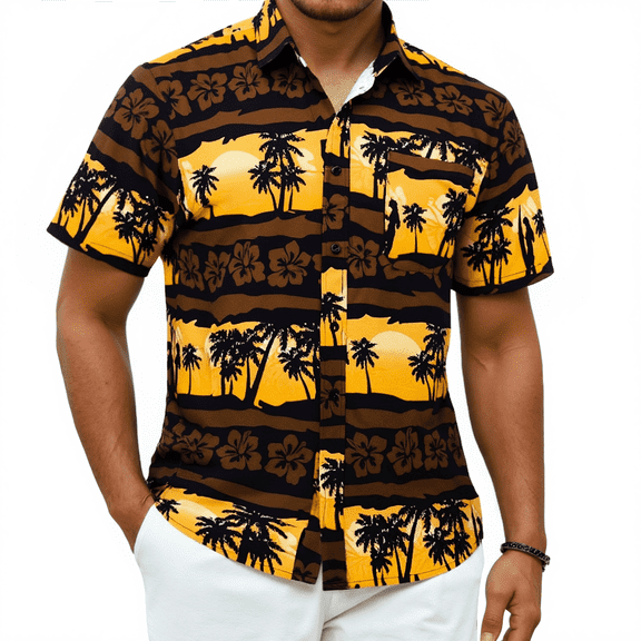 BiZtdJrK Men's Hawaiian Floral Shirts Big and Tall Short Sleeve Beach ...