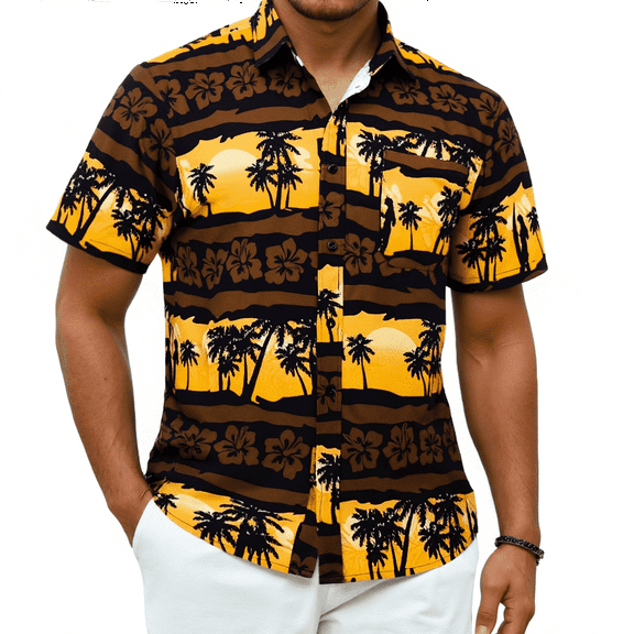 Dresfit Hawaiian Shirt for Men Graphic Short Sleeve Polo Shirts Spring ...