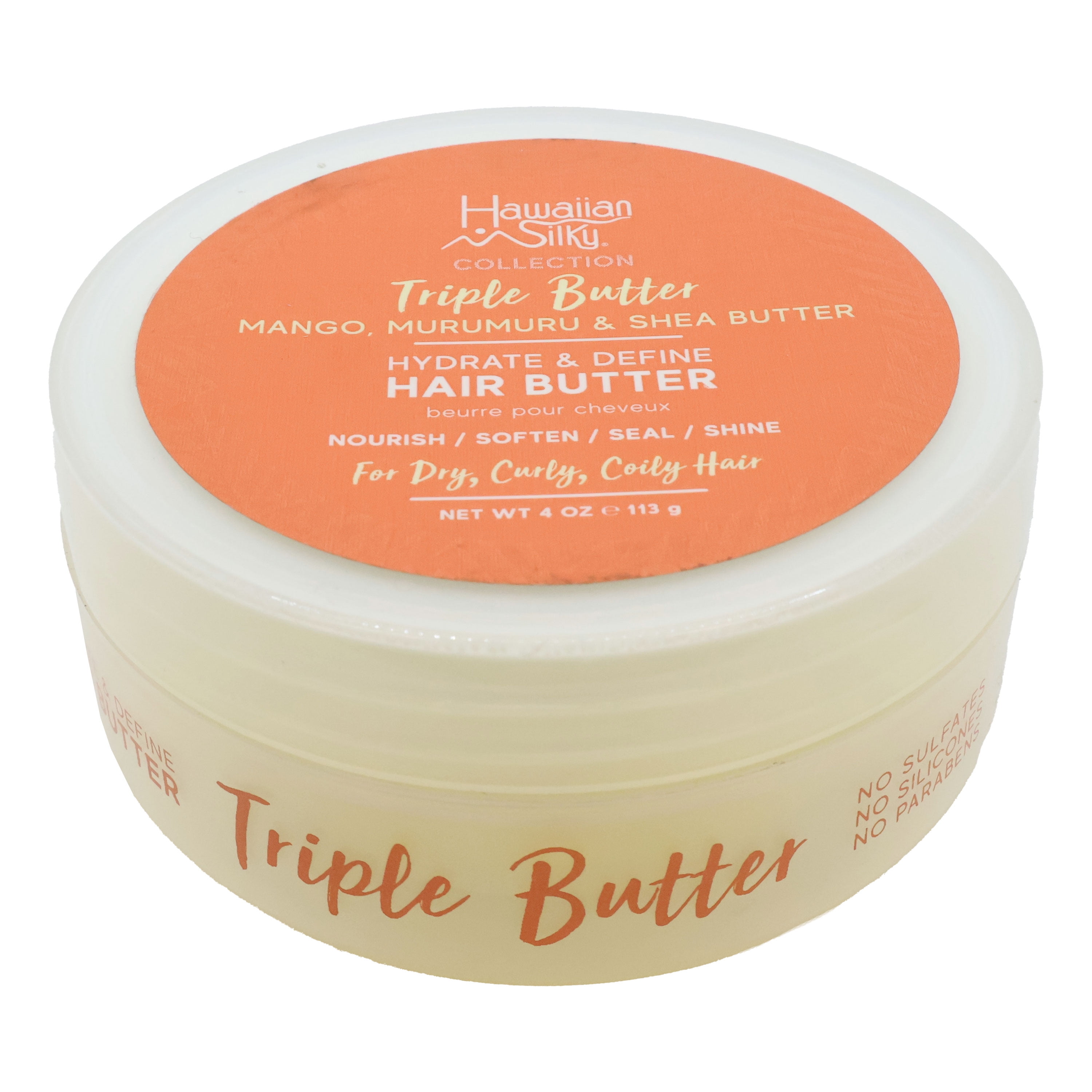 Hawaiian Silky Triple Butter Hydrate and Define Hair Butter 4 Oz., Pack ...