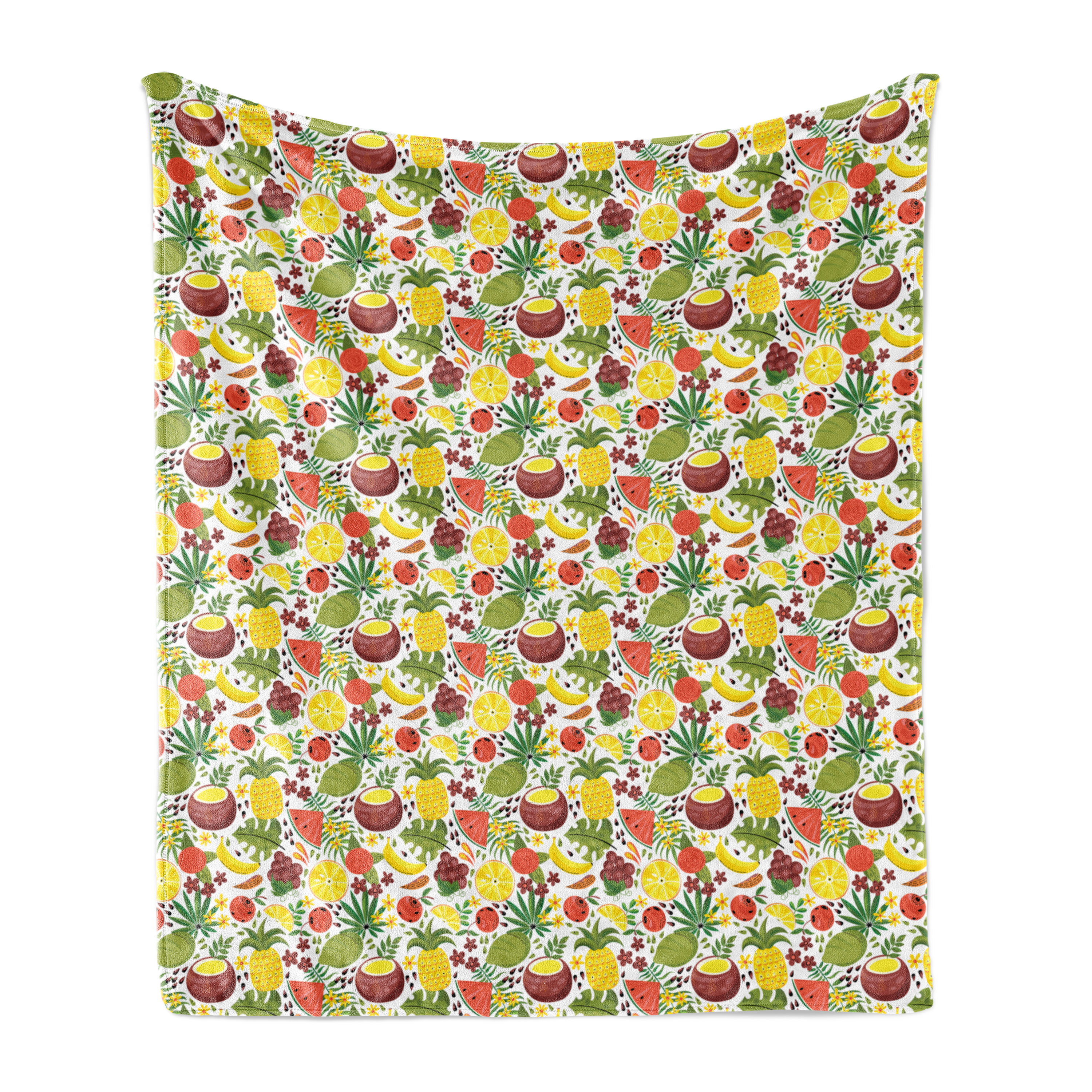 Hawaiian Soft Flannel Fleece Throw Blanket, Various Tropical Fruits and ...