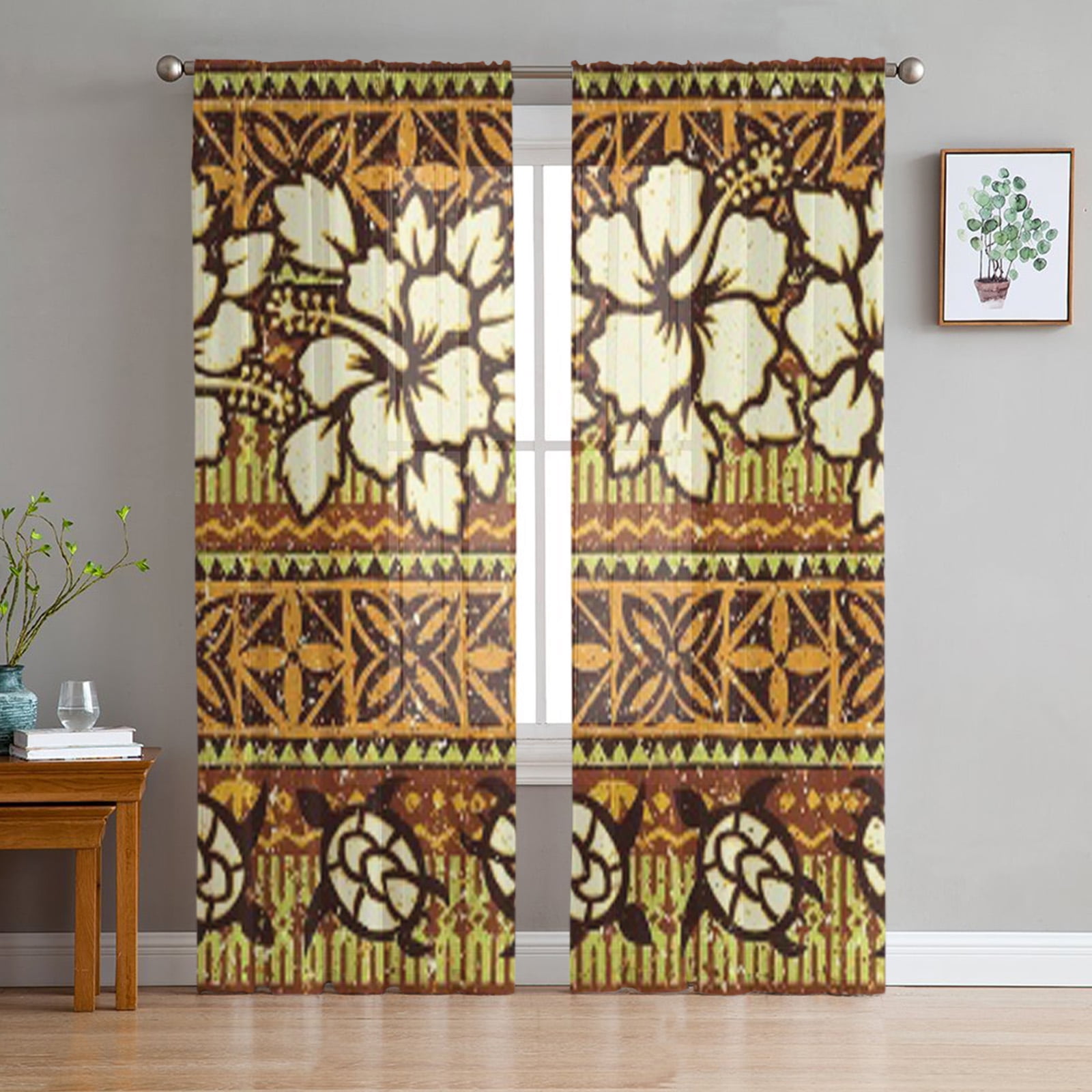 Hawaiian Style Background With Hibiscus And Turtles Window Screening ...