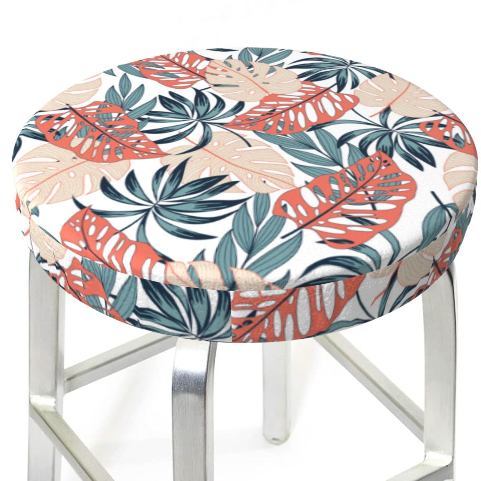 Hawaiian Style Big Leaes Bar Stool Covers - Stretch Round Seat Covers ...