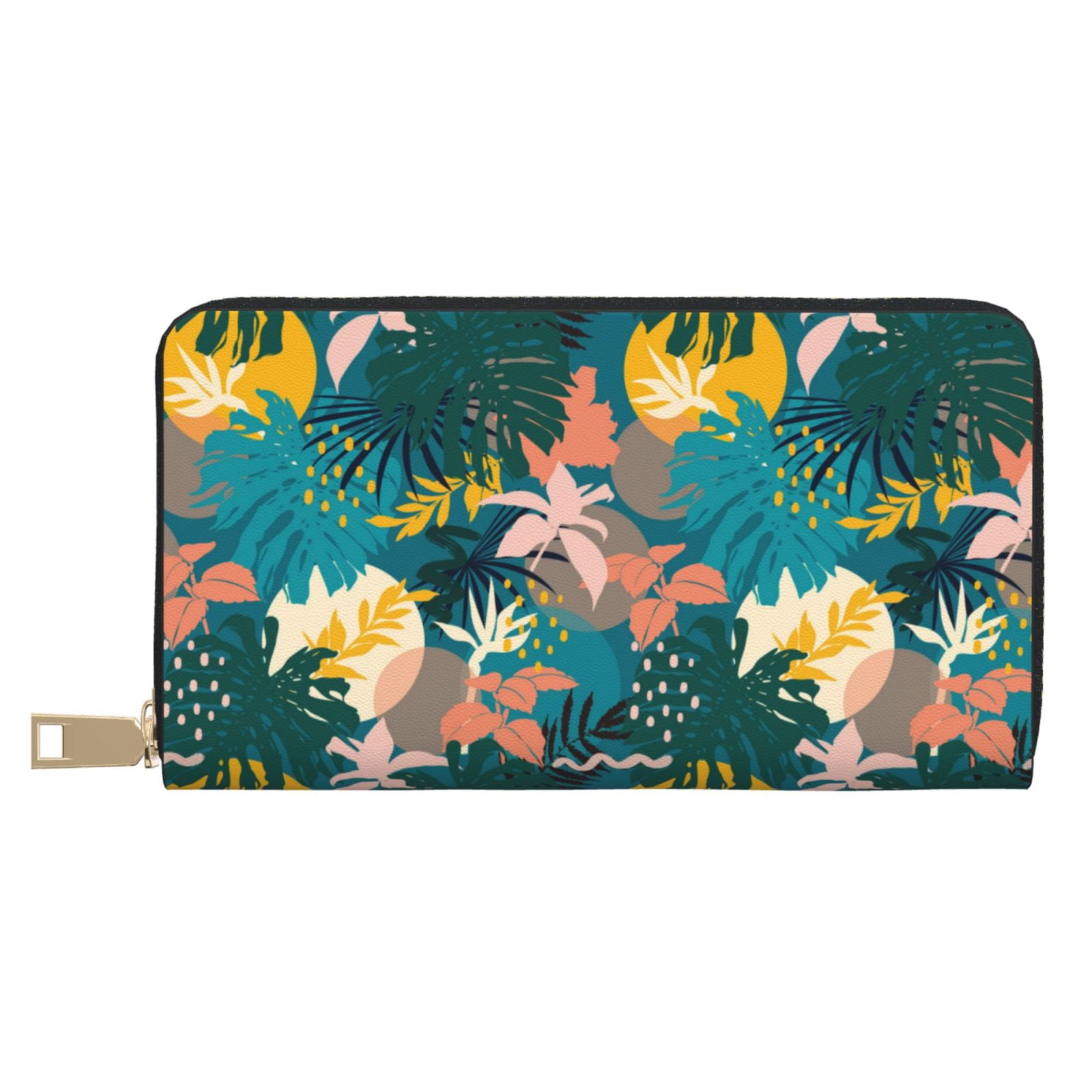 Hawaiian Style Blue Yellow Wallet Women, Leather Bifold Multi Card ...