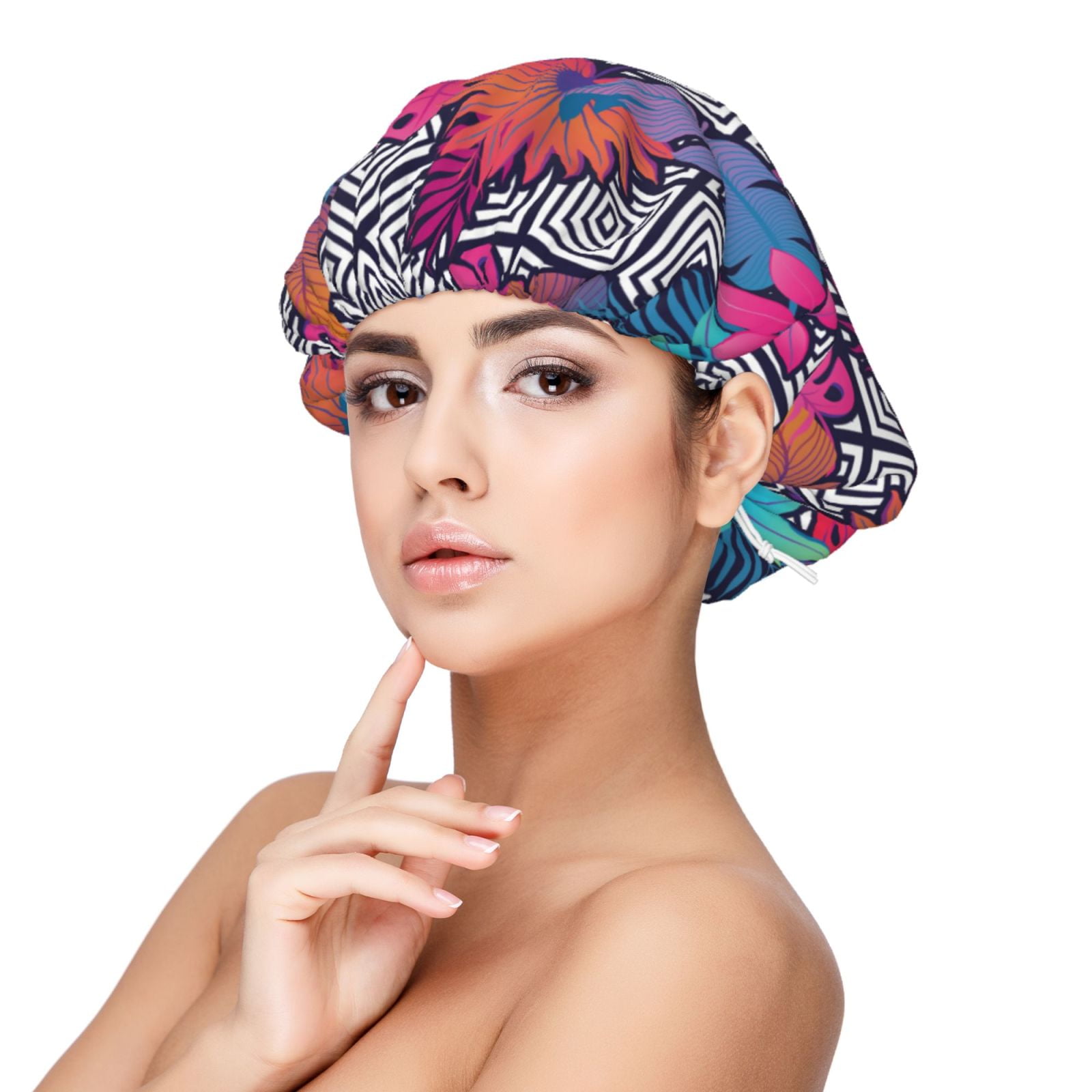Hawaiian Style Colorful Silk Bonnet for Sleeping Women Men, Adjustable ...