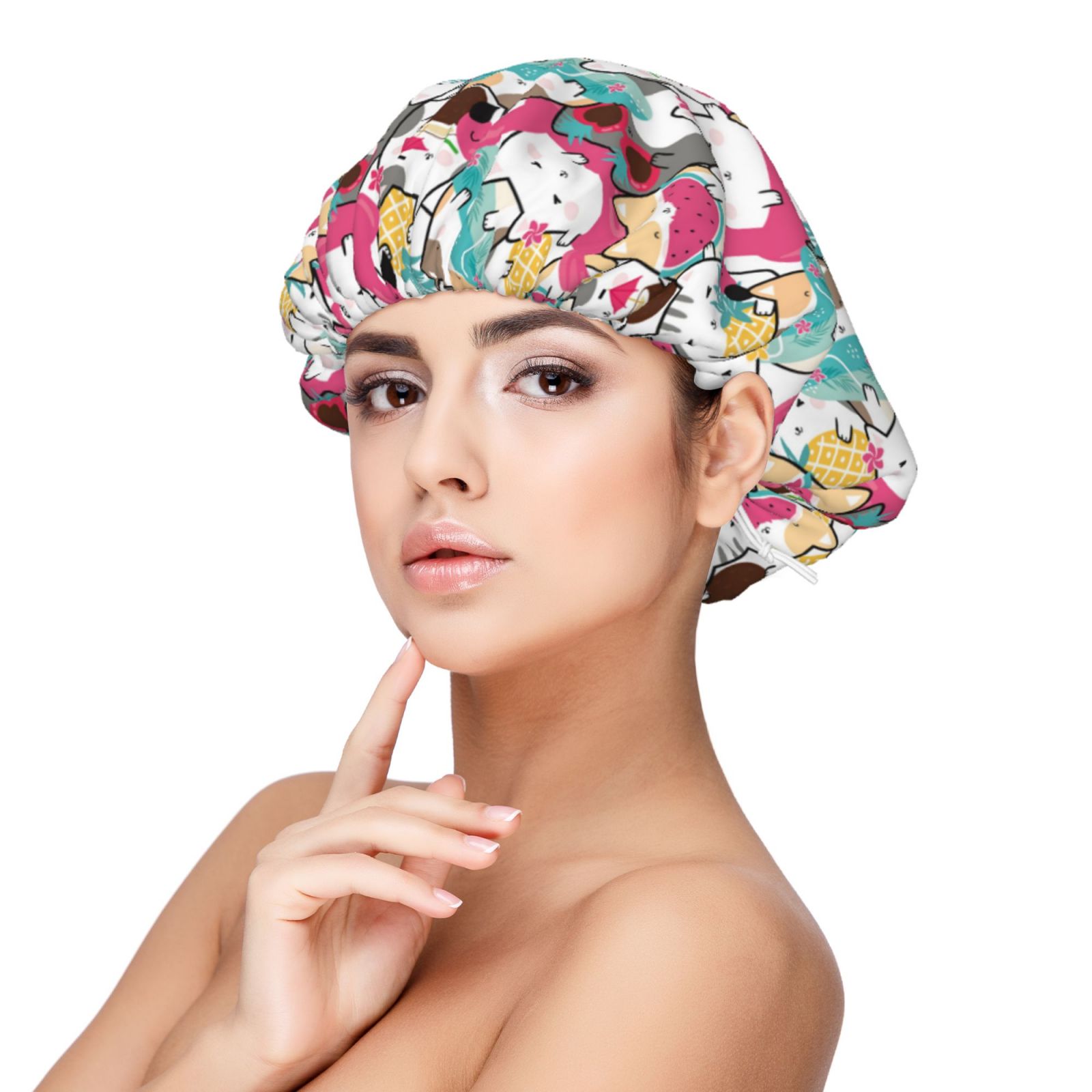 Hawaiian Style Cute Cartoon Cat Silk Bonnet for Sleeping Women Men ...