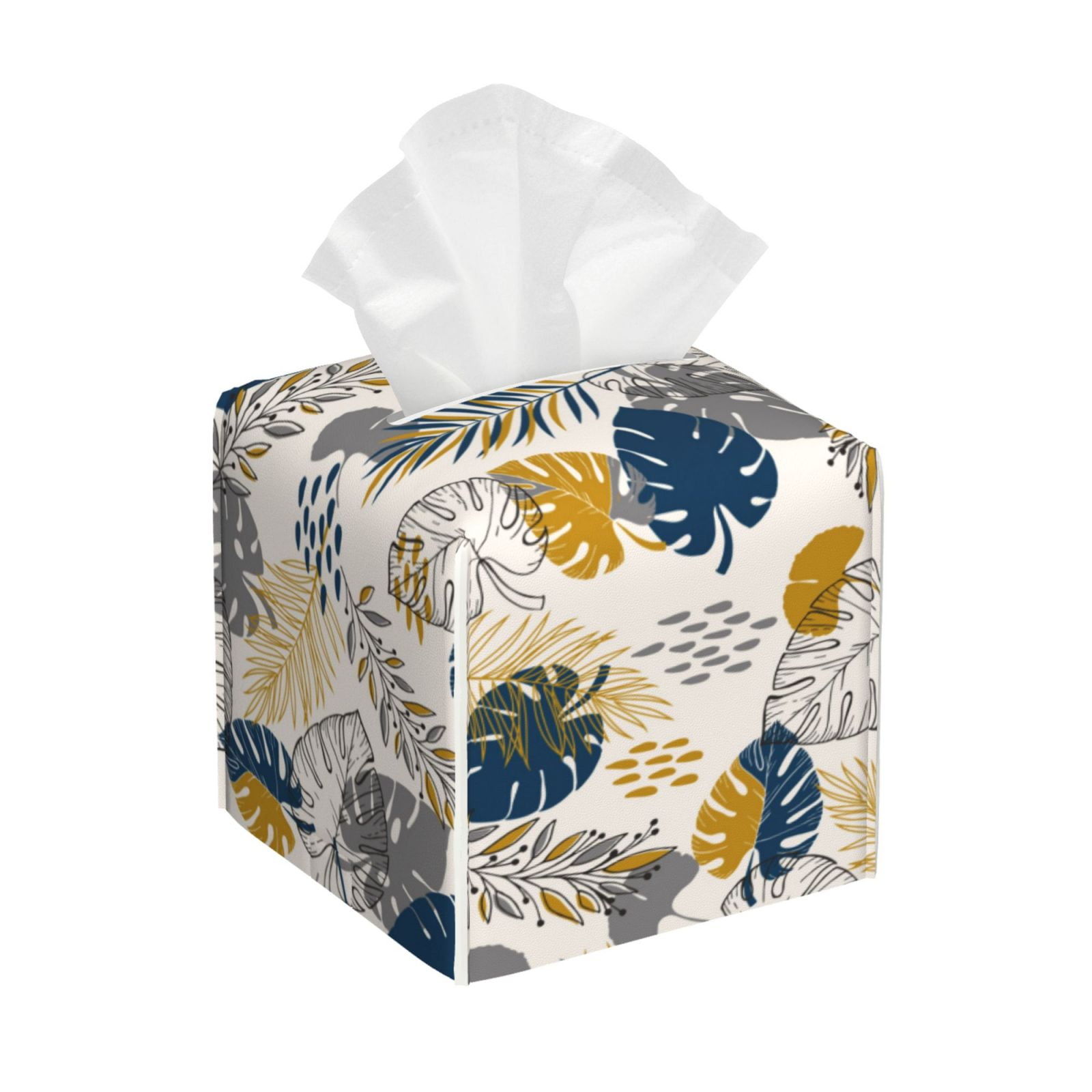 Hawaiian Style Gold Leaves Tissue Box Cover, Tissue Box Holder, Square ...