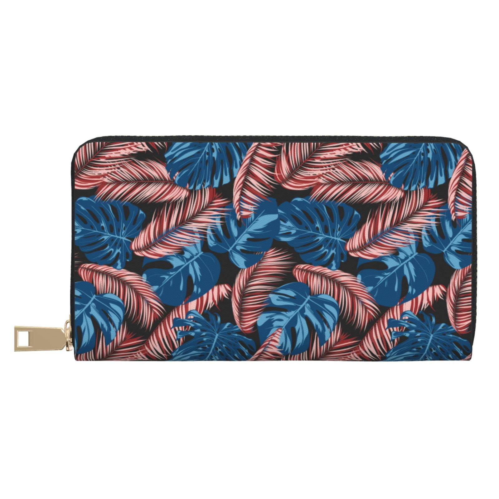 Hawaiian Style Leaves Wallet Women, Leather Bifold Multi Card Wallet ...