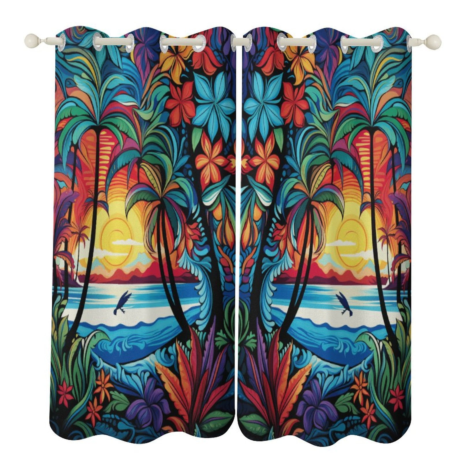 Hawaiian Style Modern Window for Living Room Curtains for Child Bedroom ...