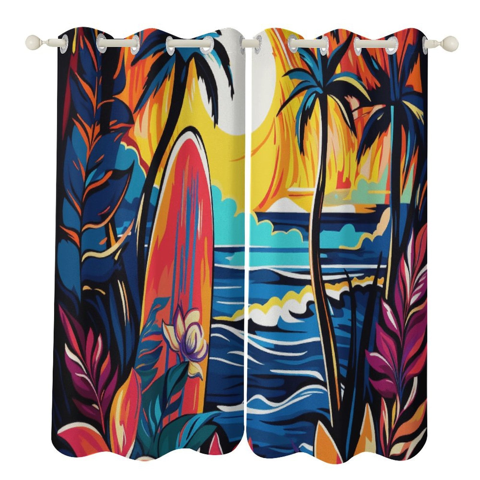 Hawaiian Style Modern Window for Living Room Curtains for Child Bedroom ...