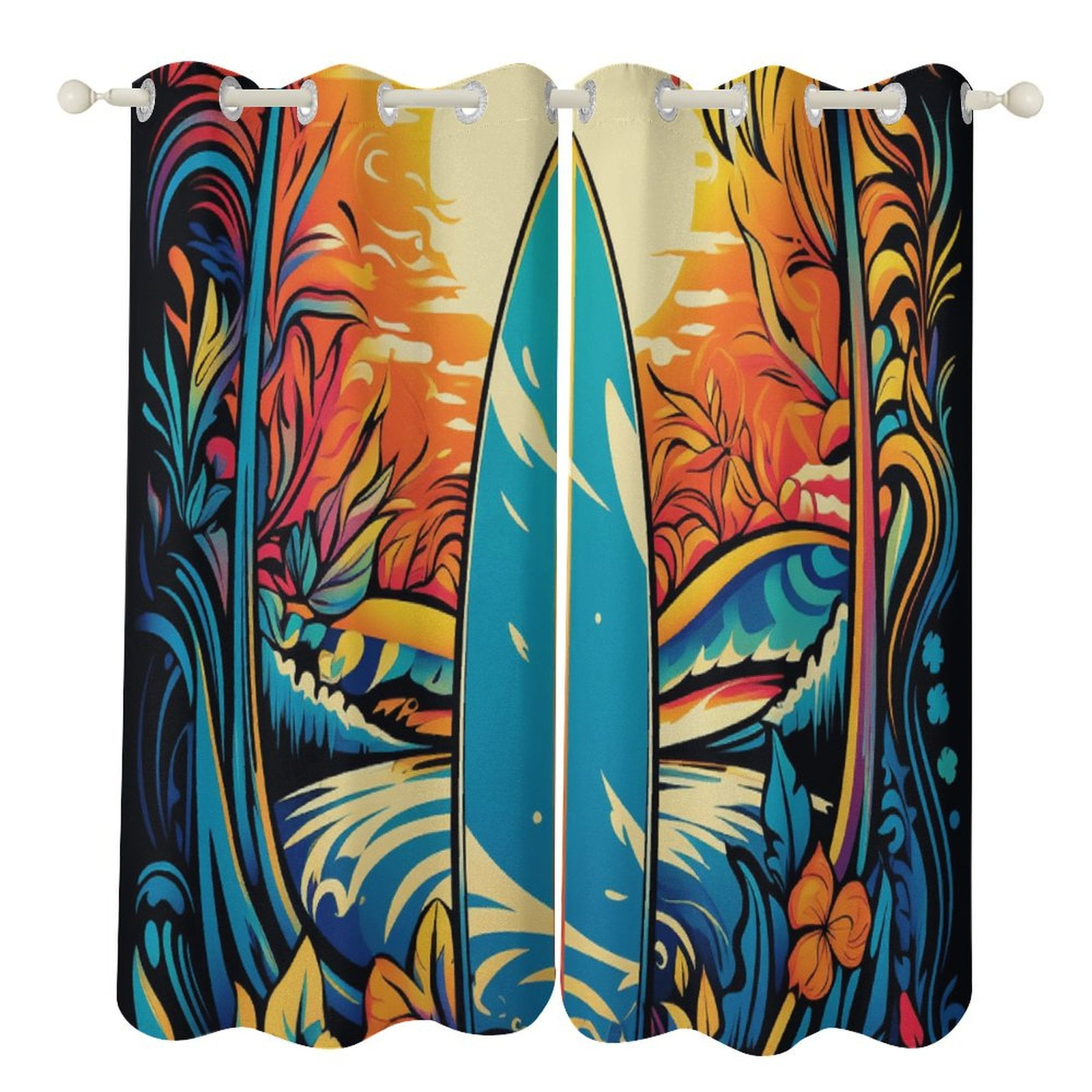 Hawaiian Style Modern Window for Living Room Curtains for Child Bedroom ...