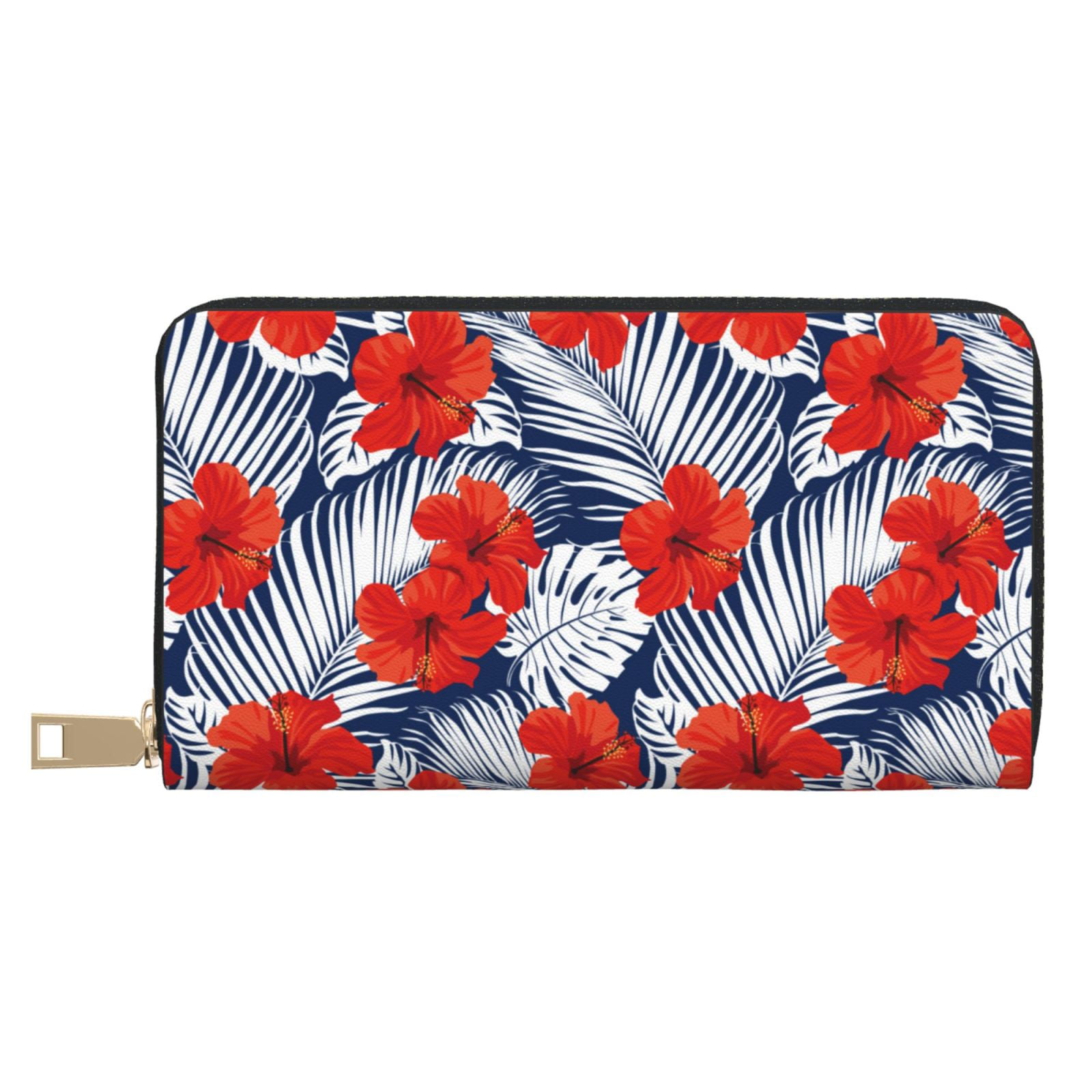 Hawaiian Style Palm Leaves Wallet Women, Leather Bifold Multi Card ...
