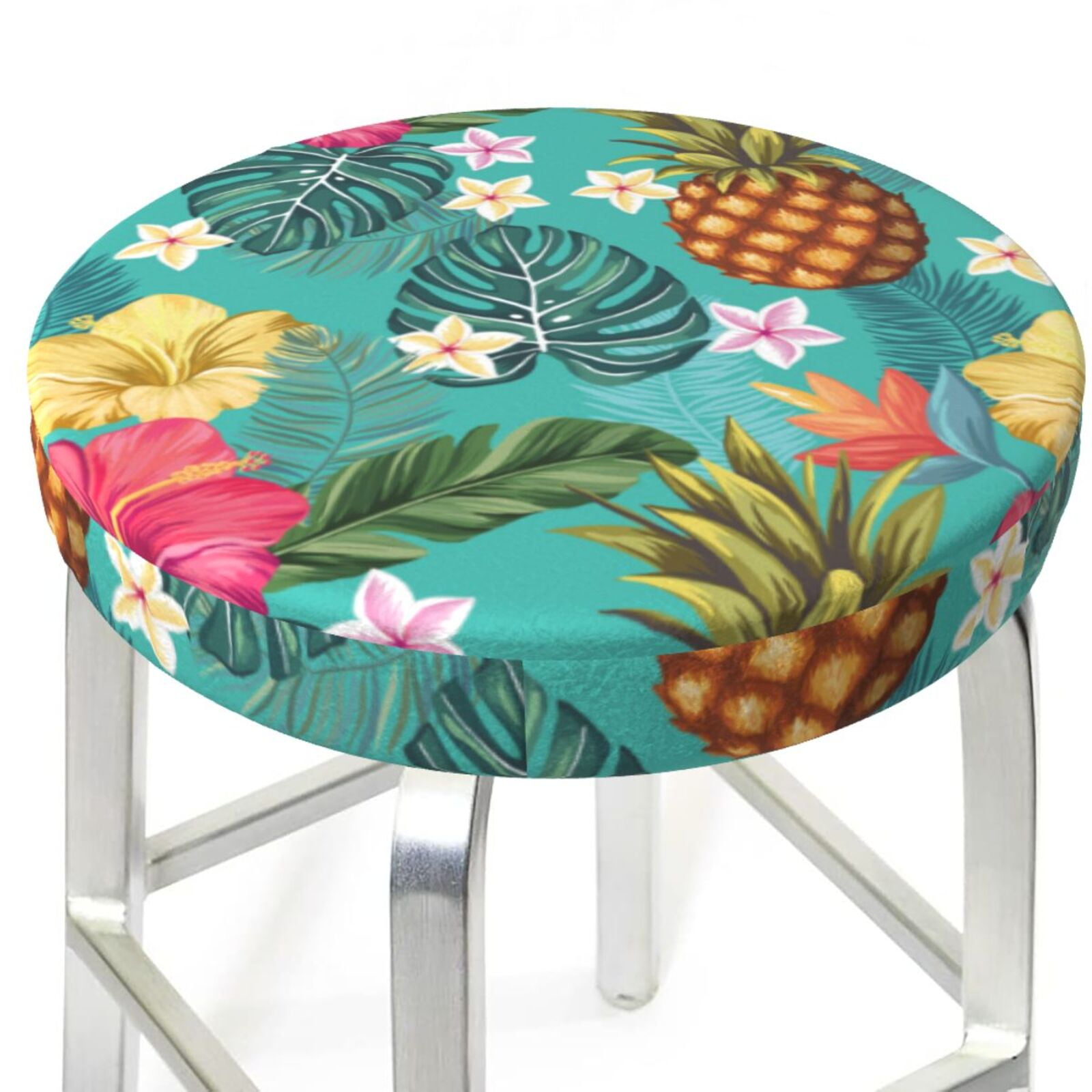 Hawaiian Style Pineapple Bar Stool Covers - Stretch Round Seat Covers ...
