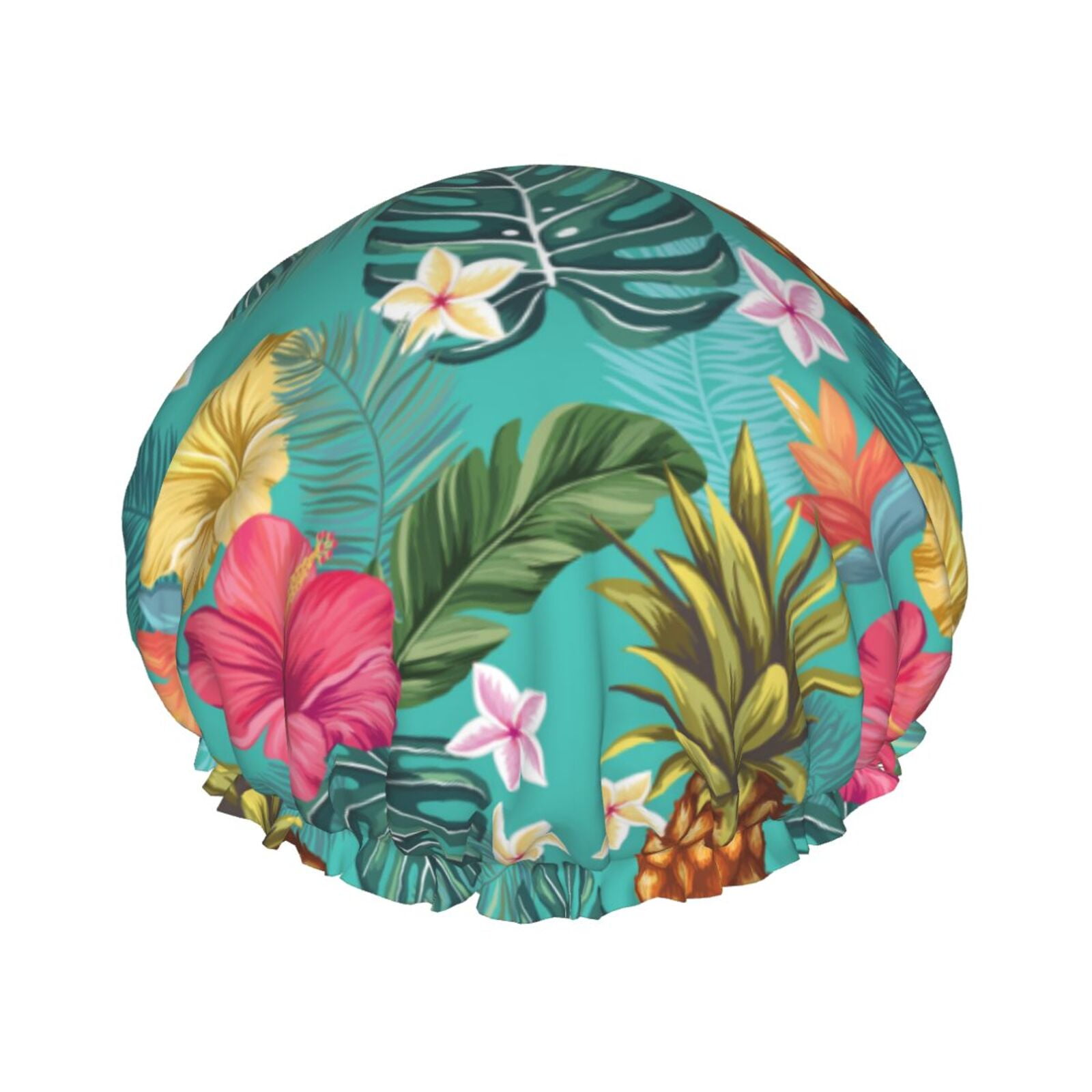 Hawaiian Style Pineapple Shower Cap for Women, Double Waterproof Layers ...