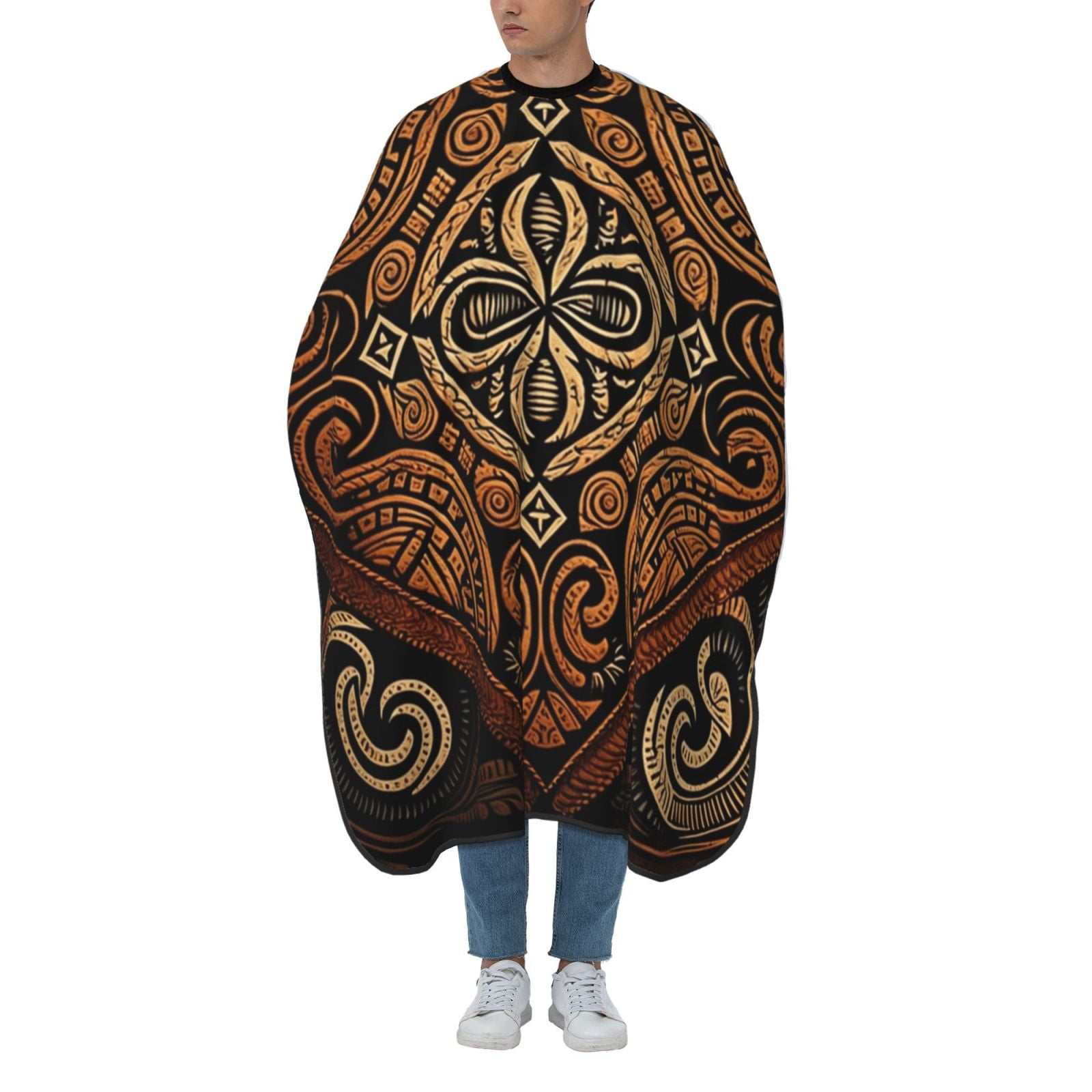 Hawaiian Style Tapa Cloth Tribal Art Hair Cut Hairdressing Cape Apron ...