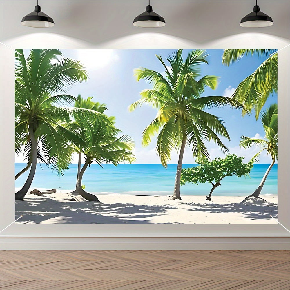 Hawaiian Summer Beach Party Banner - Tropical Palm Tree Wall Decor for ...