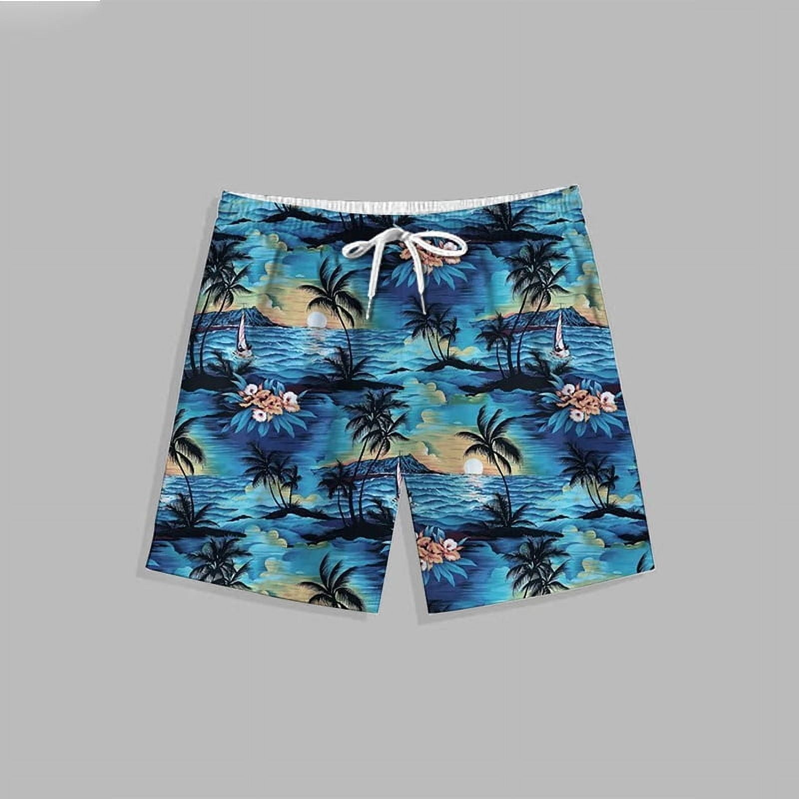 Hawaiian Summer New 3D Printing Tropical Leaves Beach Shorts Men Beach ...