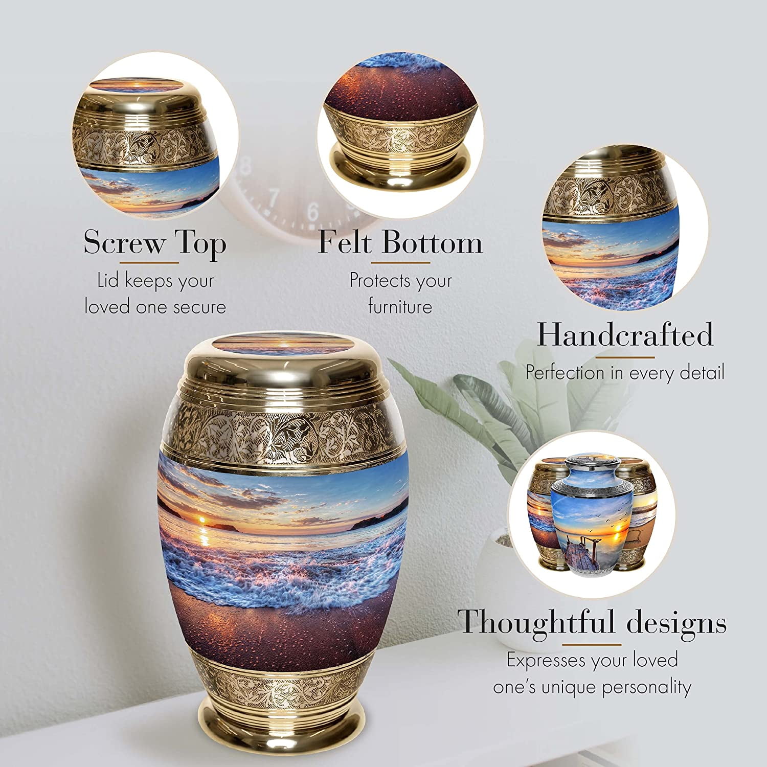 Hawaiian Summer Sunset Keepsake Urn- Cremation Urns for Adult Ashes ...