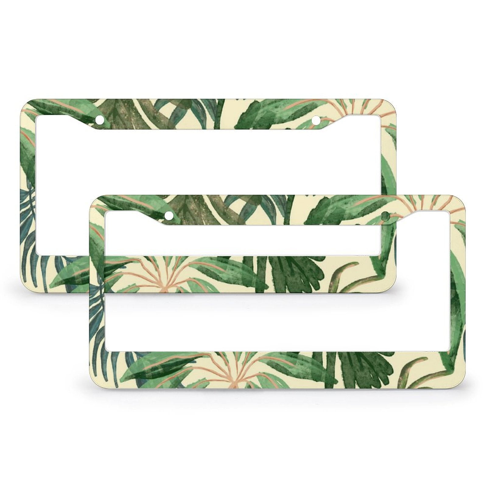 Hawaiian Summer Tropical Leaves Hibiscus Flowers License Plate Cover 2 ...