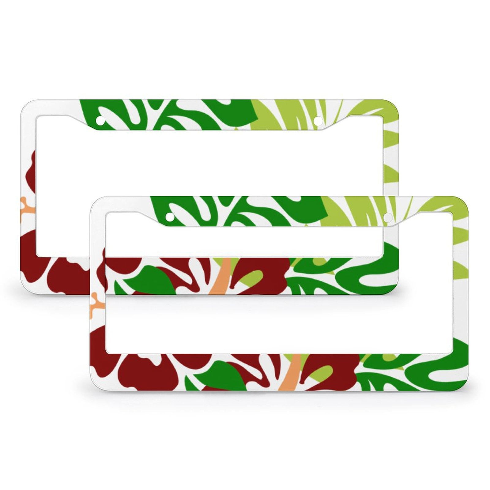Hawaiian Summer Tropical Leaves Hibiscus Flowers License Plate Frames 2 ...