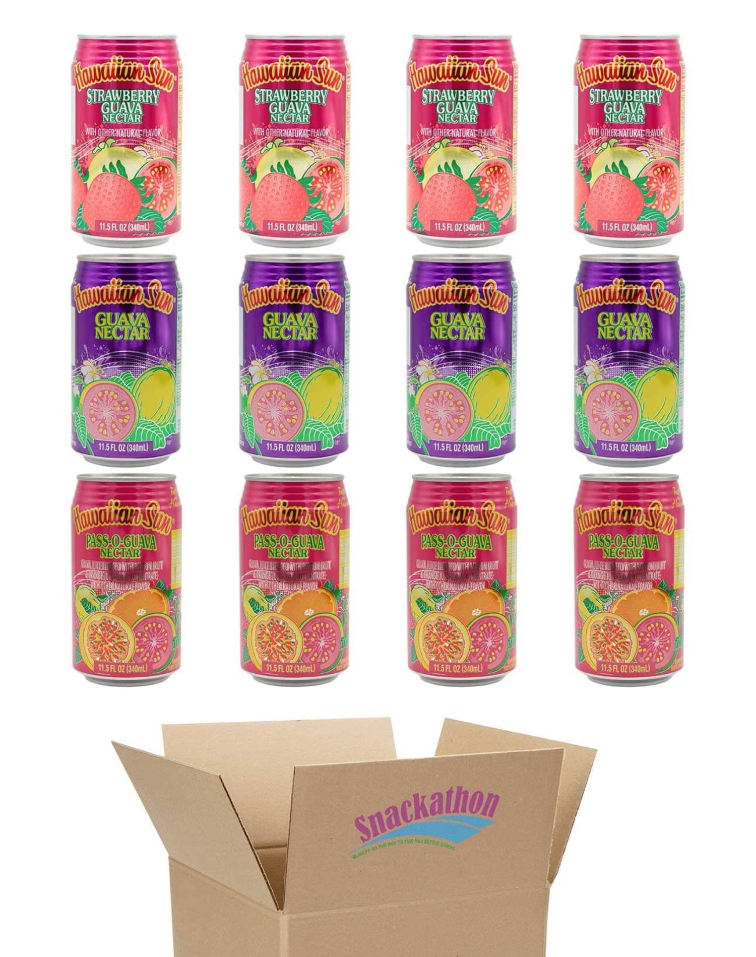 Hawaiian Sun Drinks, Guava Variety Pack, 3 Flavors, 4 Cans per Flavor ...