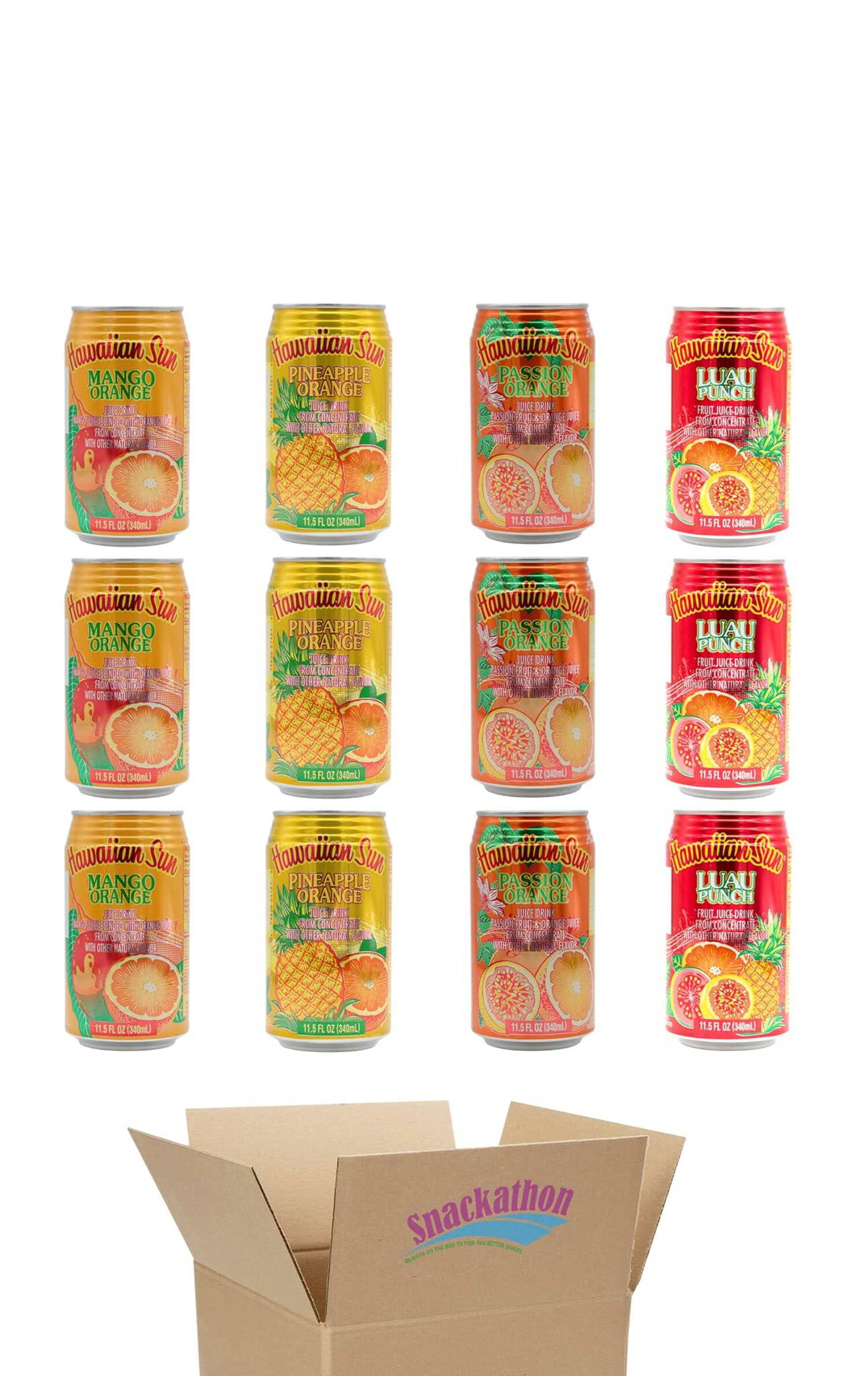 Hawaiian Sun Drinks, Orange Variety Pack, 4 Flavors, 3 Cans per Flavor ...