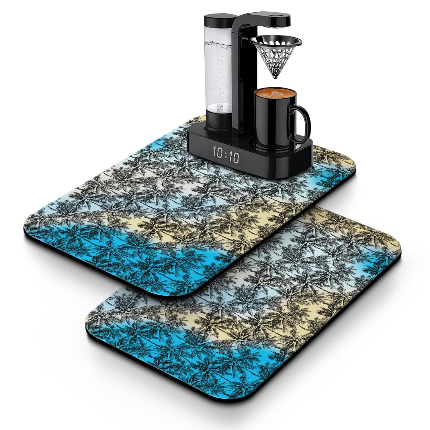 Hawaiian Sunset Beach Dish Drying Mat, Absorbent Palm Tree Diatom Mud ...