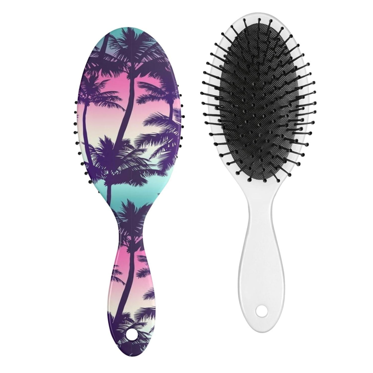Hawaiian Sunset Beach Hair Brush, Tropical Palm Trees Detangling Paddle ...