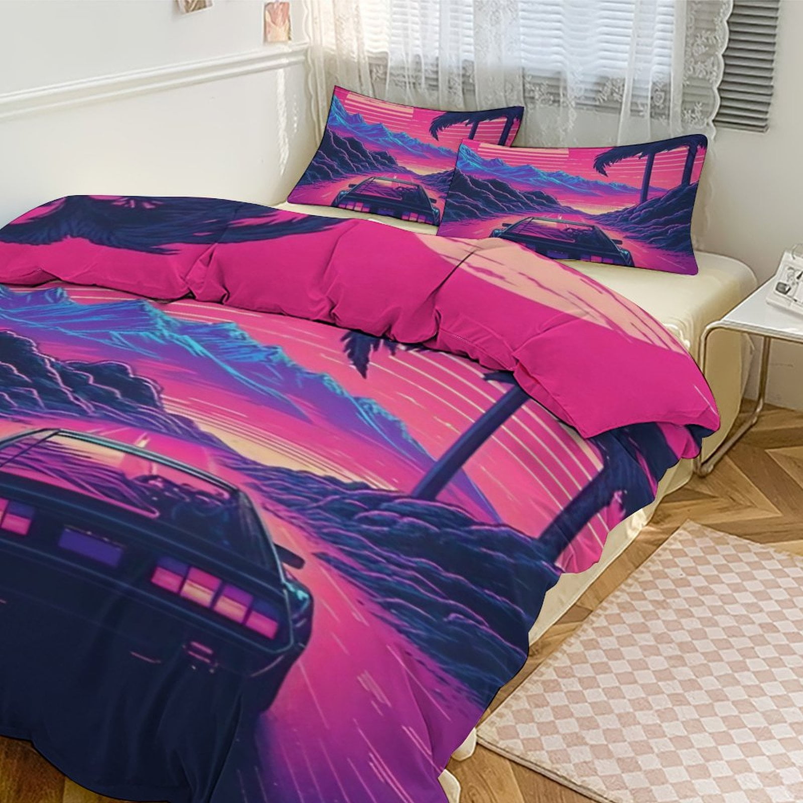 Hawaiian Sunset Palm Tree Duvet Cover Set Themed Multicolor Polyester ...