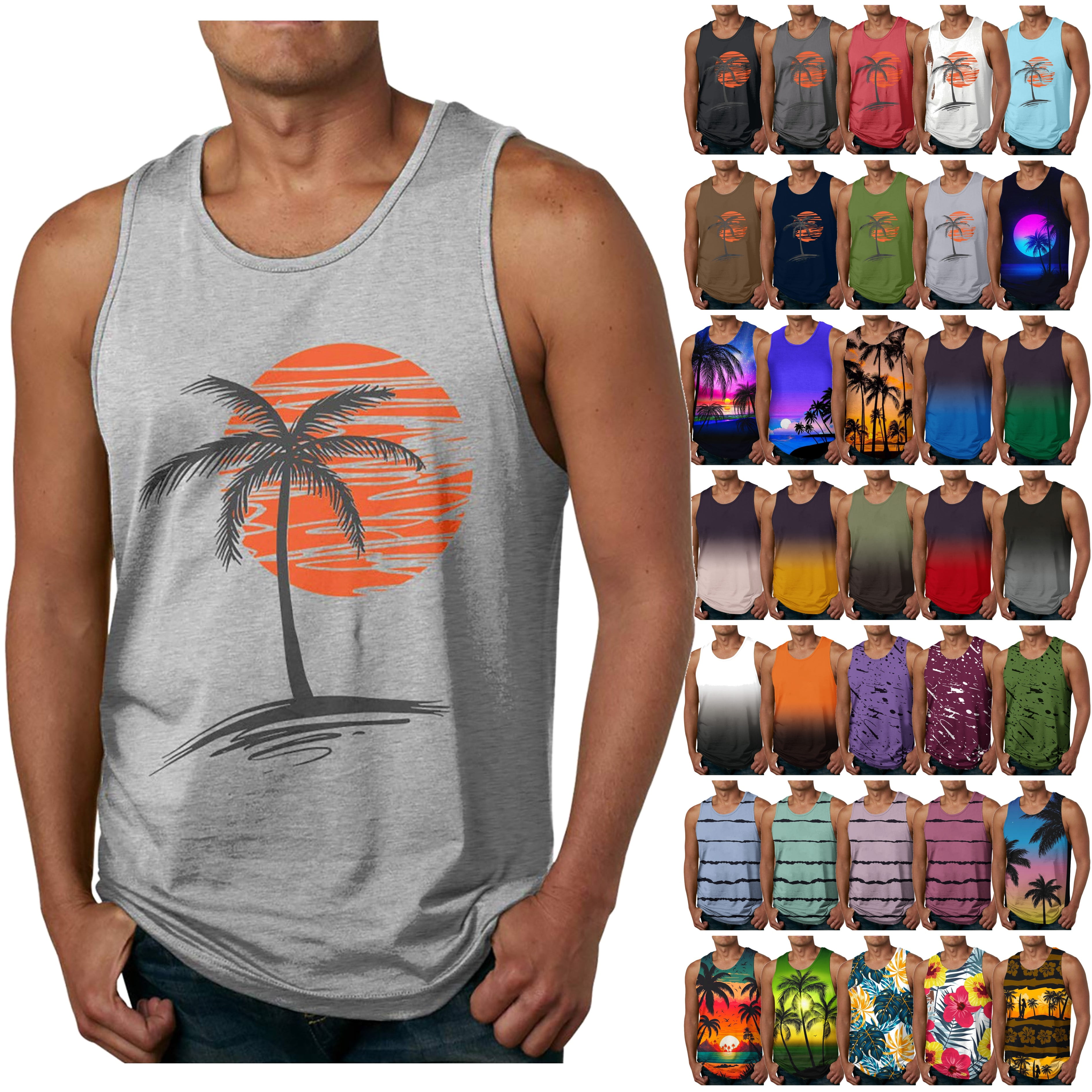 DDAPJ pyju Hawaiian Tank Tops for Men 2025,Palm Tree Tanks Tops for Mens Cool Printed Graphic ...