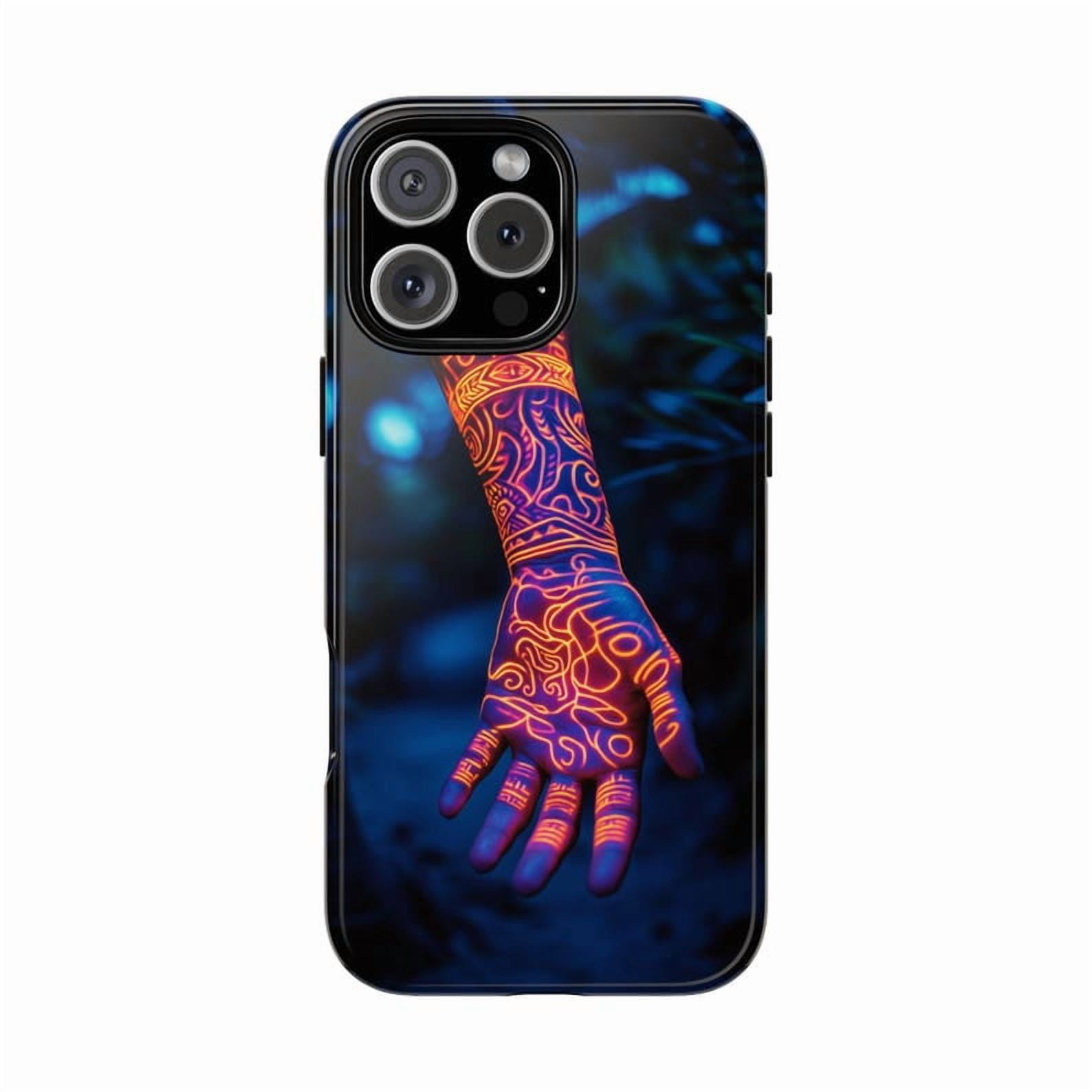 Hawaiian Tattoo Sleeve Orange Glow Tribal Design for iPhone 17 16 15 14 ...