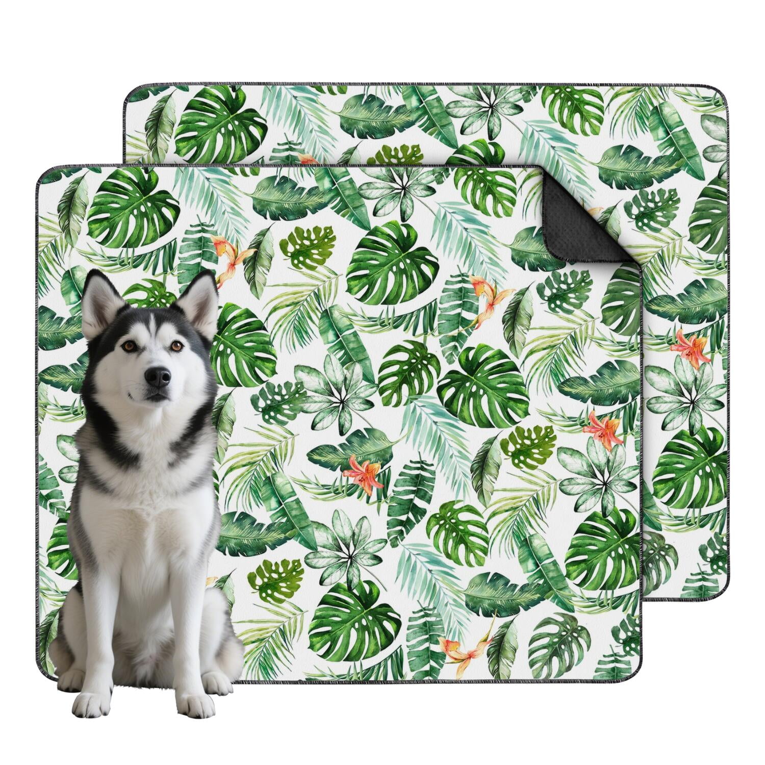 Hawaiian Theme Dog Crate Mat Reusable, Washable Non-Skid Potty Pad with ...