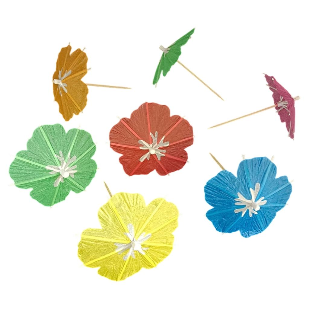 Hawaiian Themed Paper Straws Fruit Umbrellas Toppers For Summer Parties ...