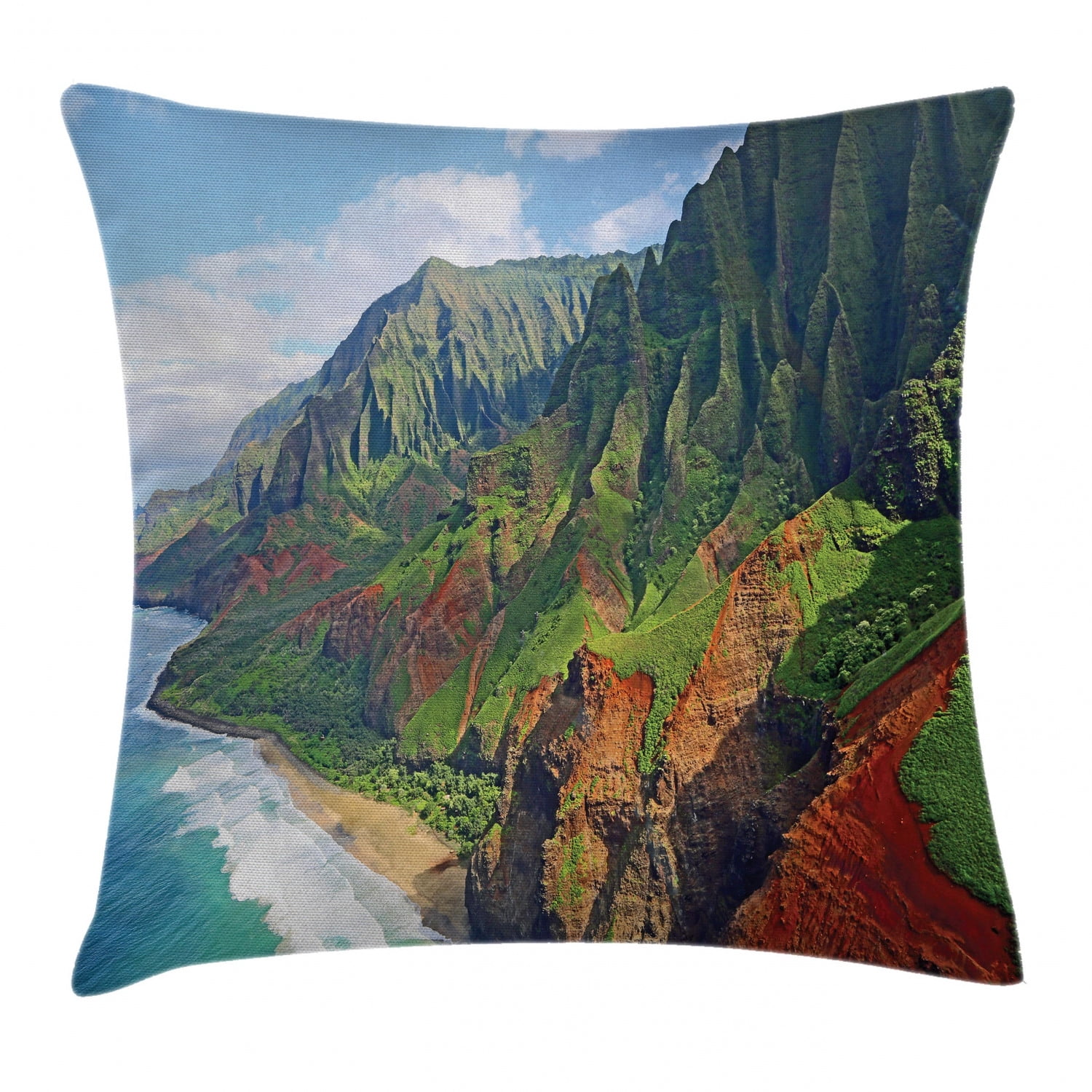 Hawaiian Throw Pillow Cushion Cover, Na Pali Coast Kauai Hawaii ...