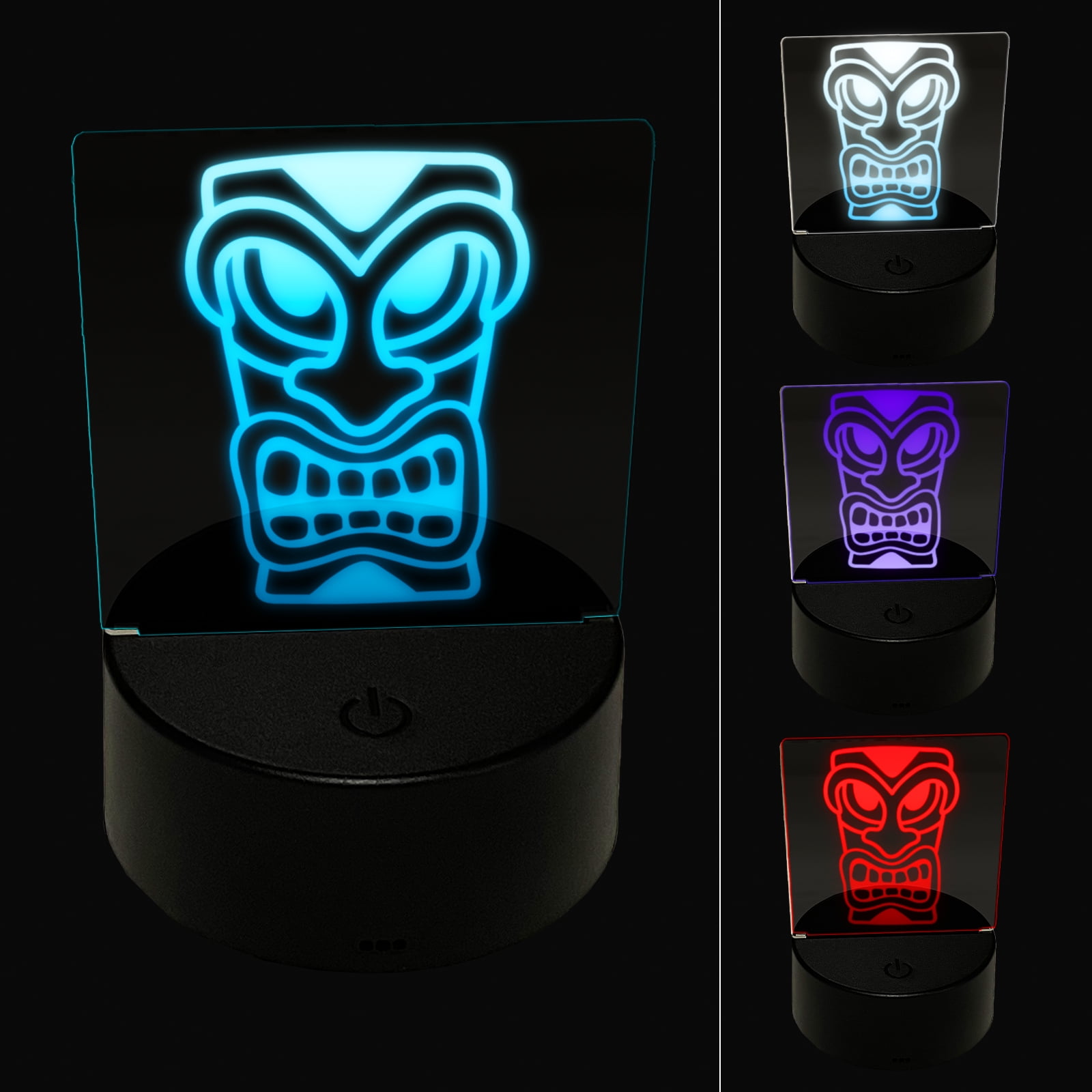 Hawaiian Tiki Head LED Night Light Sign 3D Illusion Desk Nightstand ...