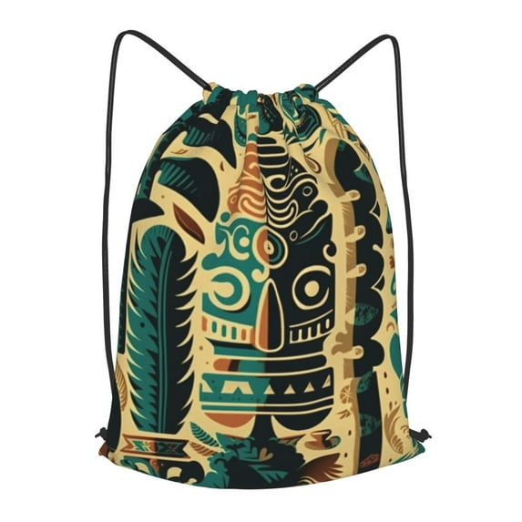 Hawaiian Tiki Retro Tribal Vintage Drawstring Backpack Gym String Bag ...