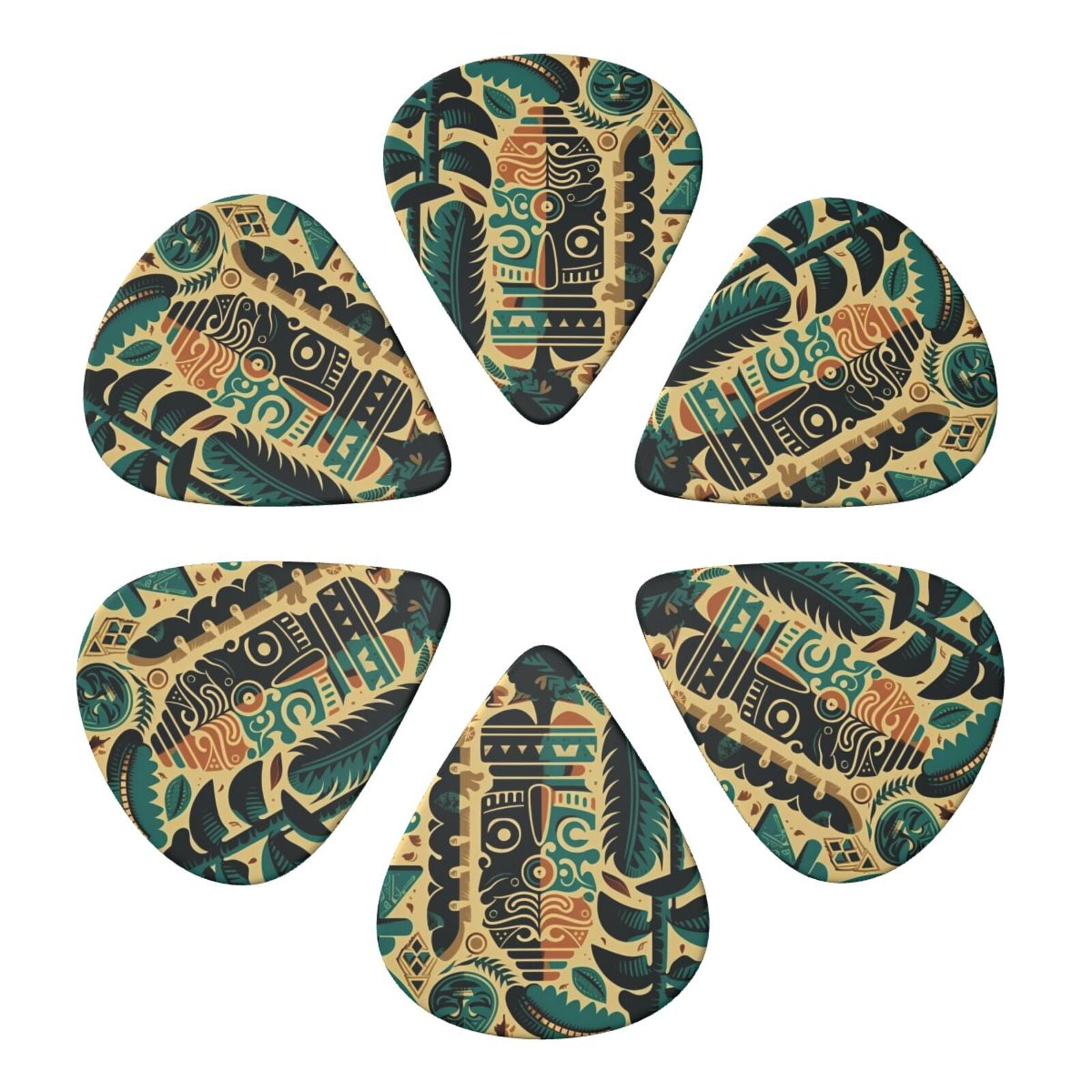 Hawaiian Tiki Retro Tribal Vintage Guitar Pick 6 Pack for Bass Acoustic ...