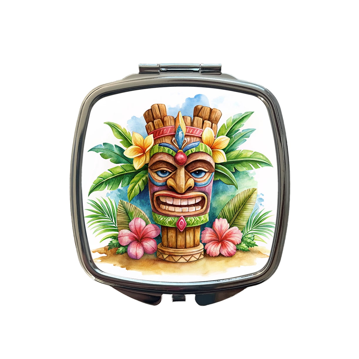 Hawaiian Tiki Statue Watercolor Travel Makeup Handbag Purse Small ...