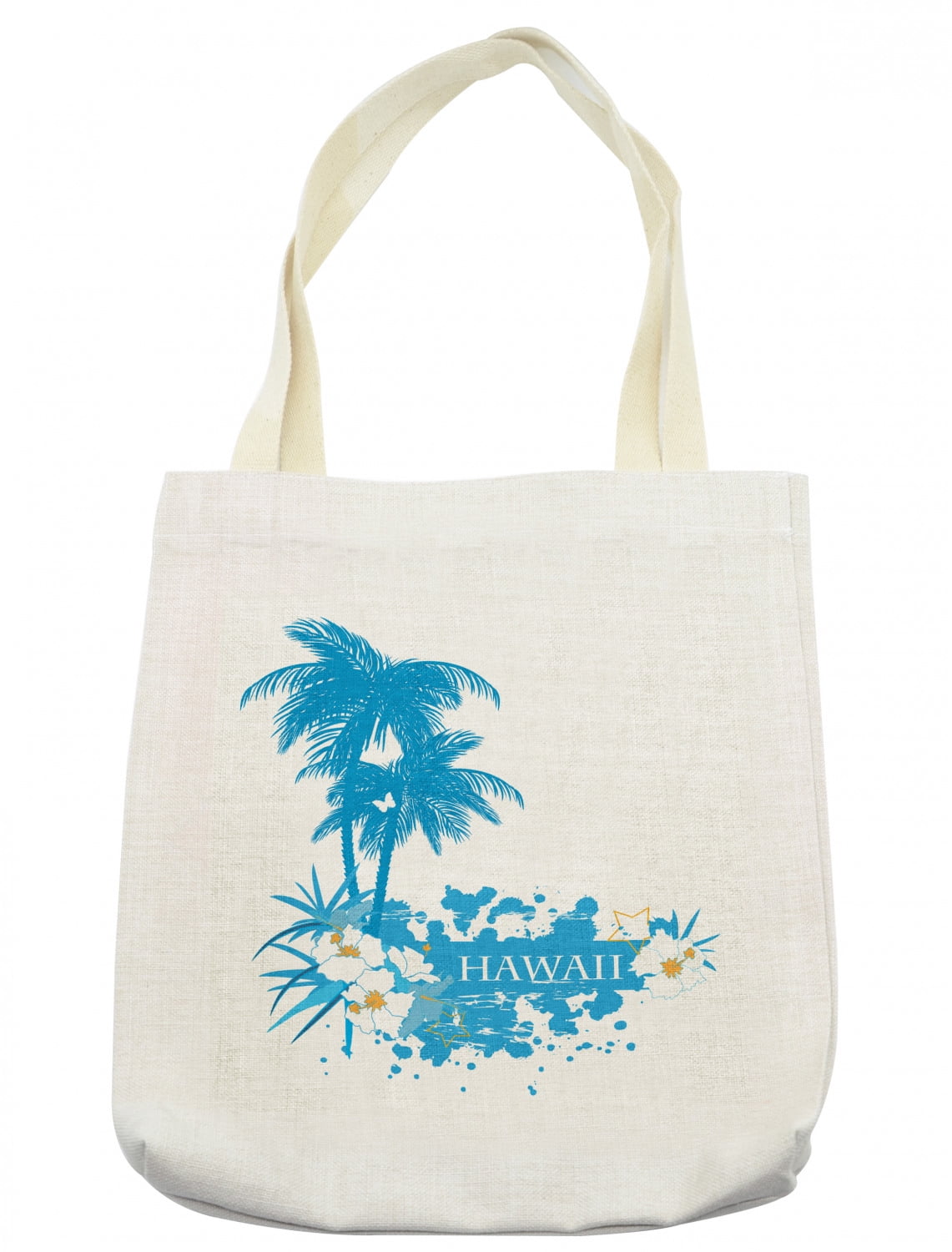 Hawaiian Tote Bag, Palm Trees Tropical Plants Flowers and Butterflies ...