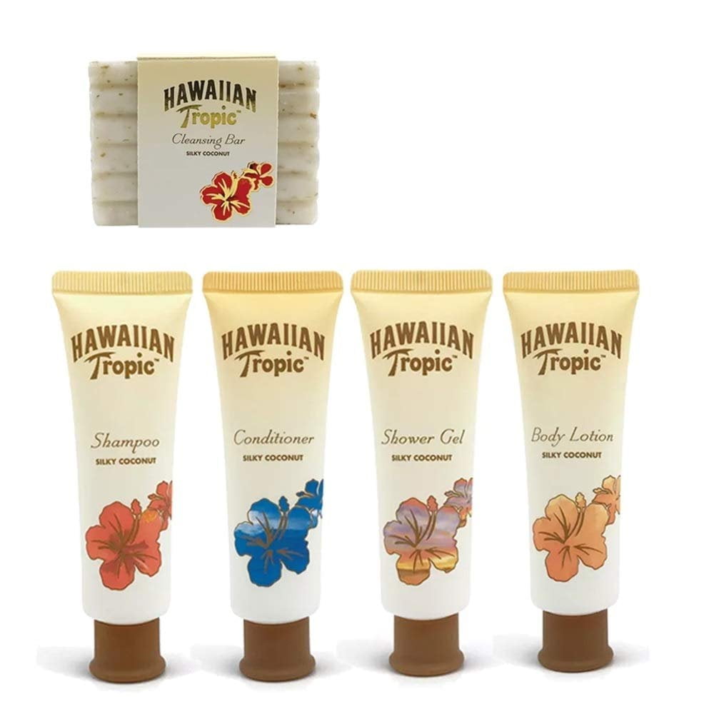 Hawaiian Tropic Travel Set - Shampoo, Conditioner, Lotion, Shower Gel ...
