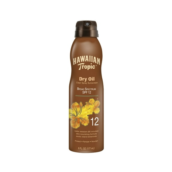 Hawaiian Tropic Dry Oil Clear Spray Sunscreen SPF 12, 6 Oz - Walmart.com