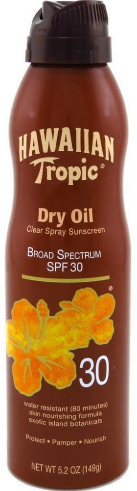 Hawaiian Tropic Dry Oil Clear Spray Sunscreen SPF 30 5.2 oz (Pack of 2 ...