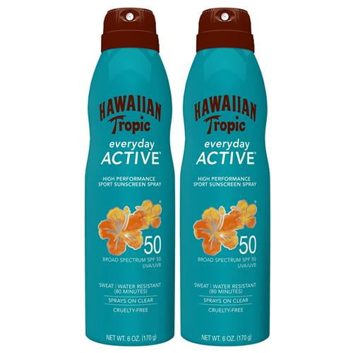 Hawaiian Tropic Everyday Active Spray Sunscreen Spf 50, 6Oz Twin Pack ...