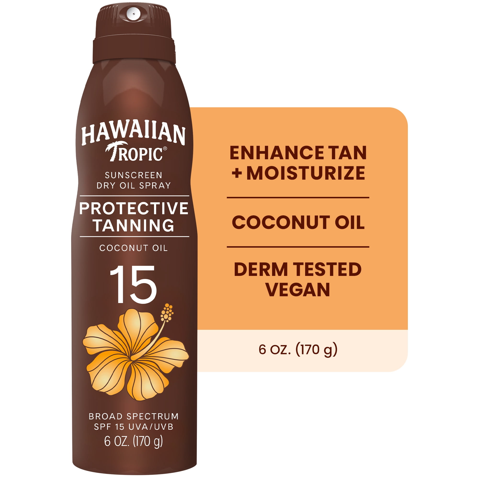 Hawaiian Tropic, Protective Tanning Sunscreen, SPF 15, Dry Oil Spray ...
