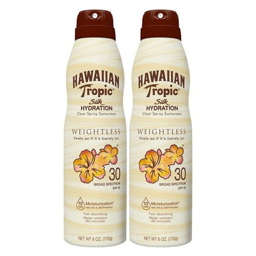 Hawaiian Tropic Silk Hydration Weightless Continous Spray, Spf 30, 6 Oz (170 G) Each (Pack Of 2 ...