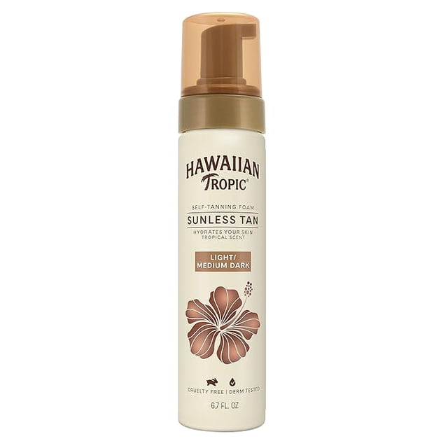 Hawaiian Tropic Sunless Tanning Foam, Moisturizing Self Tanner, Light ...