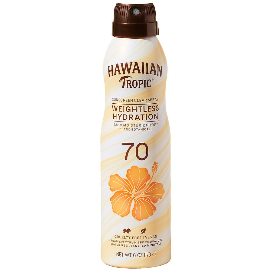 Hawaiian Tropic Weightless Hydration Clear Sunscreen Spray SPF 70 6.0 oz Pack of 3 - Walmart.com