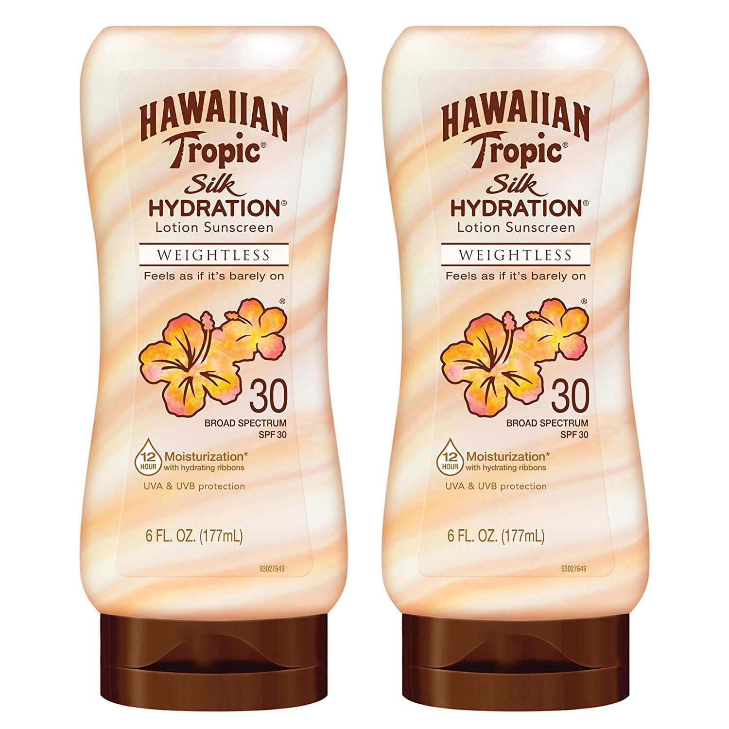 Hawaiian Tropic Weightless Hydration Lotion Sunscreen SPF 30, 6oz Twin ...