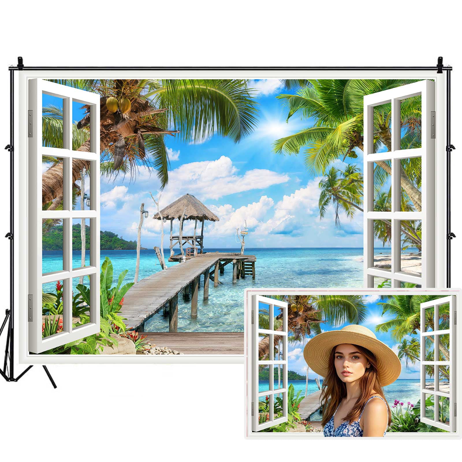 Hawaiian Tropical Beach Backdrops for Photoshoot, Summer Hawaii Sea ...