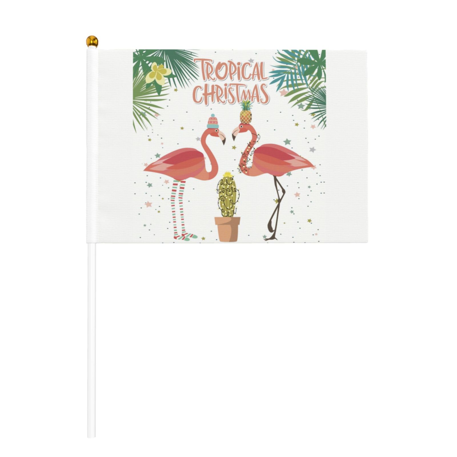 Hawaiian Tropical Flamingo Christmas Flag Small Mini Hand Held Flags ...